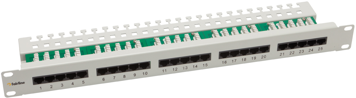 e-fairline 19" Telefon- patchfeld 25-fach, Cat.3 RAL 7035 / 1HE
